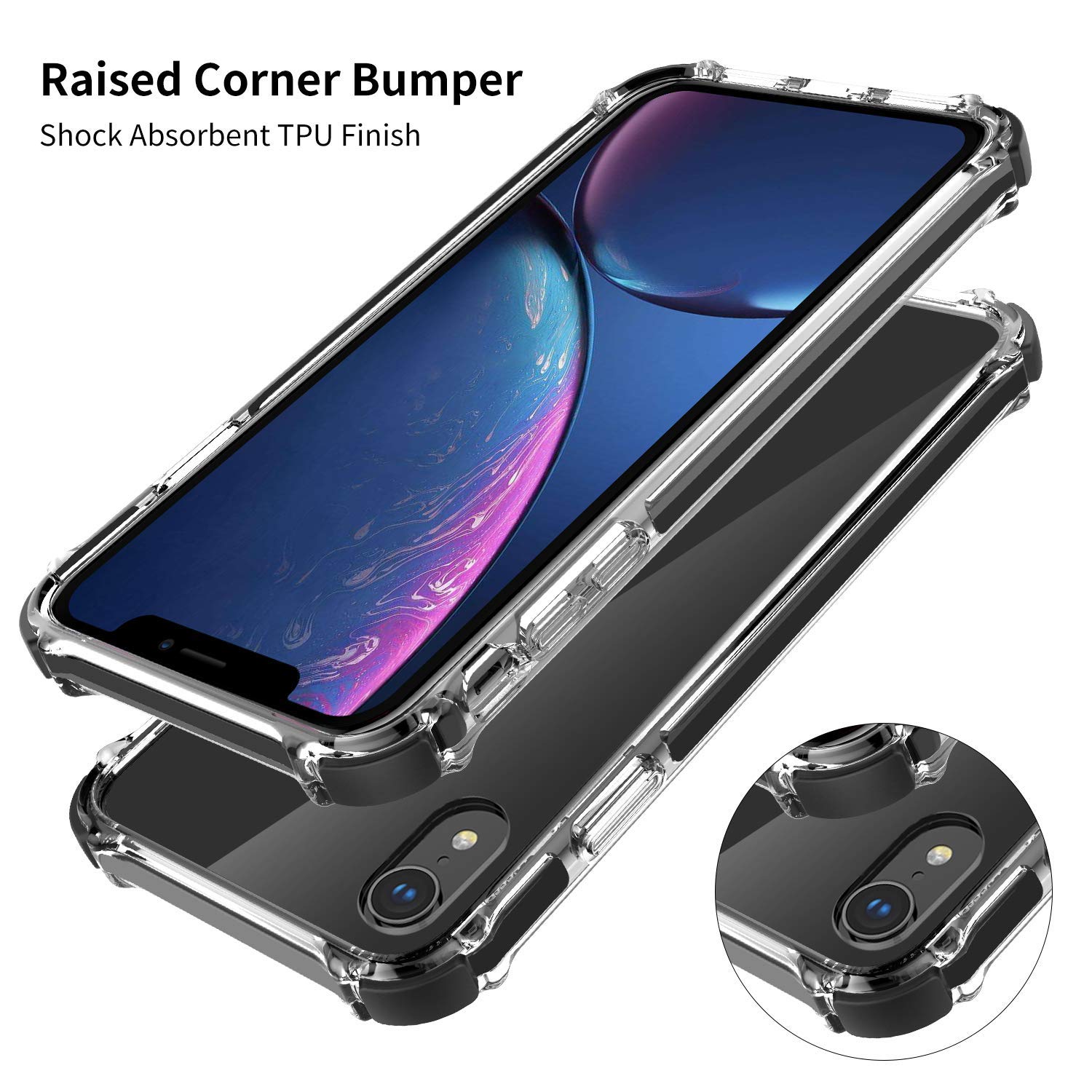 GPFILE Clear Shockproof iPhone XR Case - TPU Soft Bumper with Drop Resistance for 6.1 inch