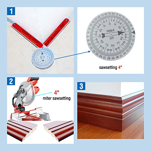 Miter Saw Protractor Replacement for #505P-7 Angle Finder Featuring Precision Laser-Inside & Outside Miter Angle Finder Protractor for All Building Trades, Plumbers, Carpenters Plastic (Red)
