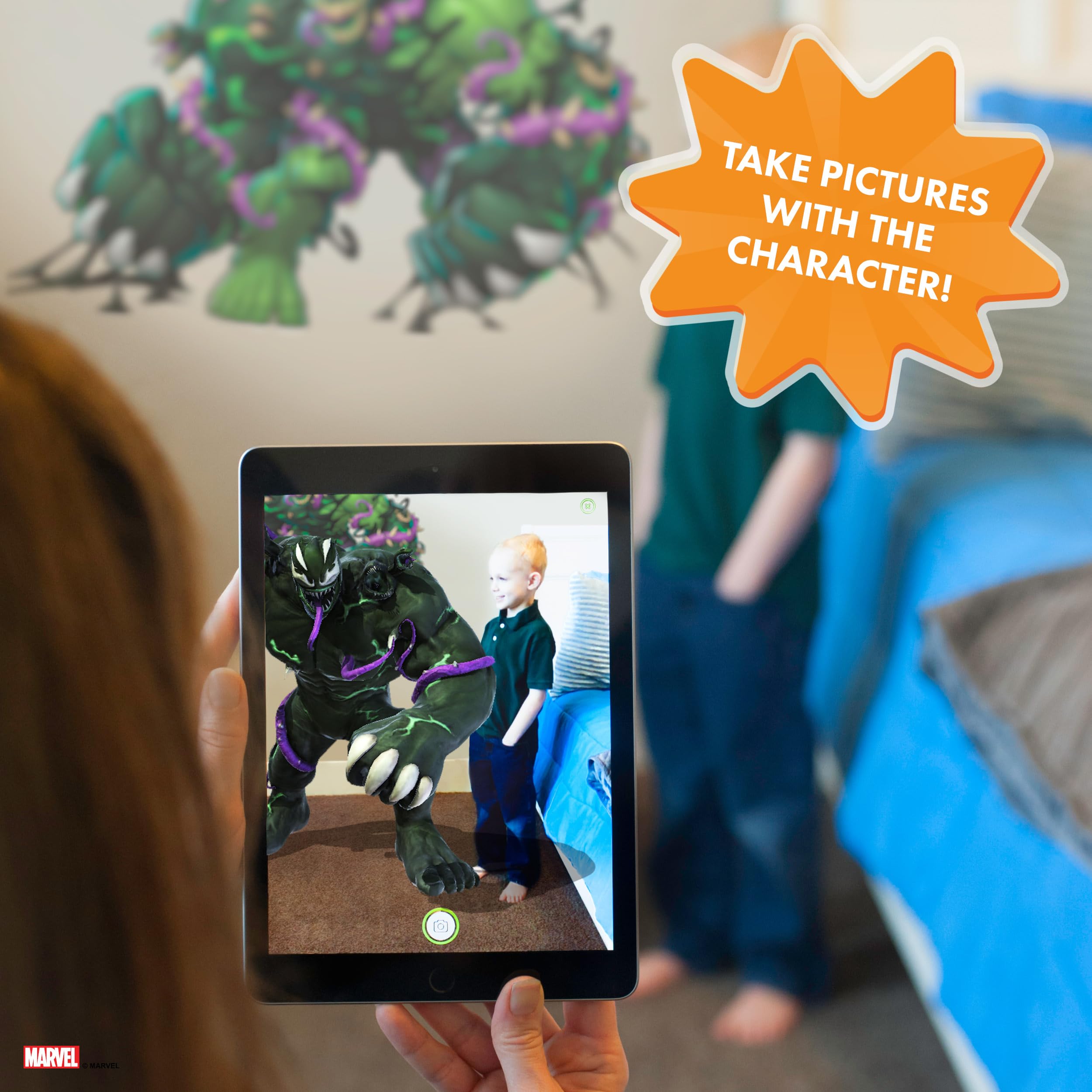 Wall Palz Marvel Venomized Hulk Wall Decals - Marvel Incredible Hulk Wall Decal - with 3D Augmented Reality Interaction - 18" Venom Symbiote Hulk Stickers Marvel Decor