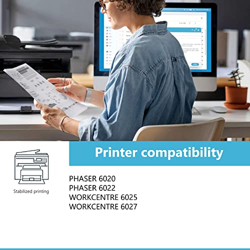 Phaser 6027 Toner Cartridge Set (4 Pack, 1BK/1C/1M/1Y) - EAXIU Compatible 6027 106R02759 106R02756 106R02757 106R02758 Toner Replacement for Xerox Phaser 6020 6022 WorkCentre 6025 6027 Printer