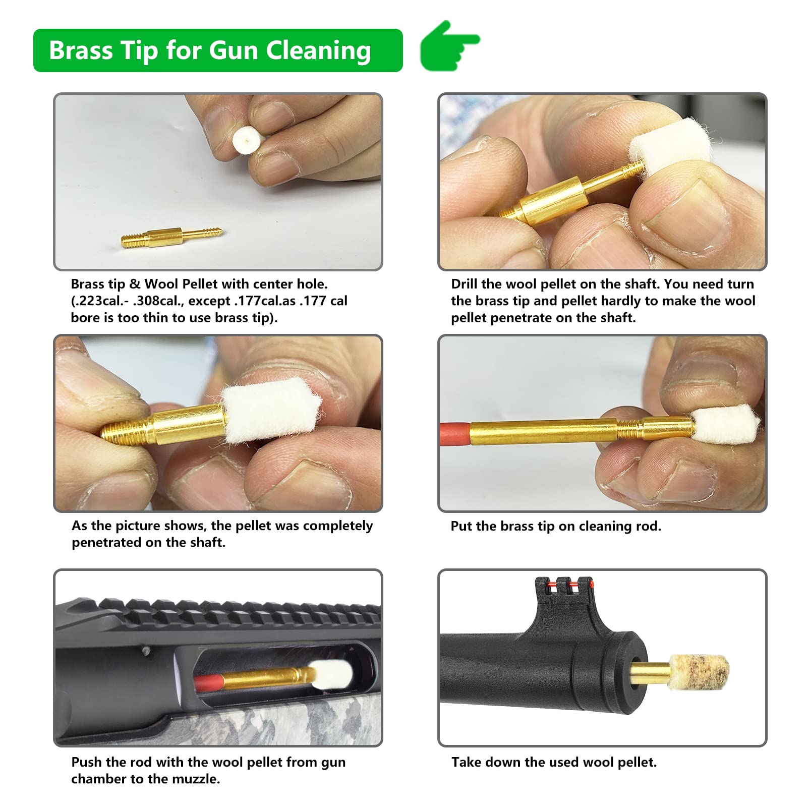 Gun Quick Cleaning Felt pellets/Pads kit for air Gun and Rifle Brass Pellet Replacement Fitting Jag, 530 cnts 5 cals.