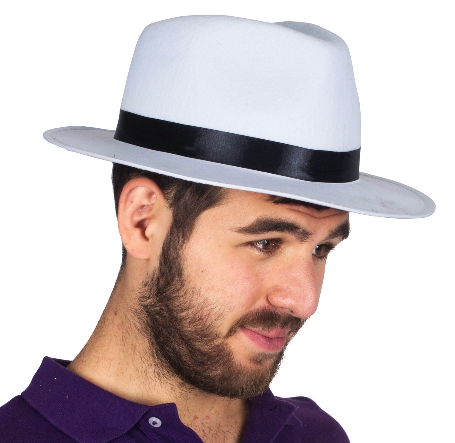 Funny Party Hats Black Fedora Hats for Men - Gangster Party Hats - Classic Mobster Mens Gangster Costume Accessory - 2 Pack Black & White