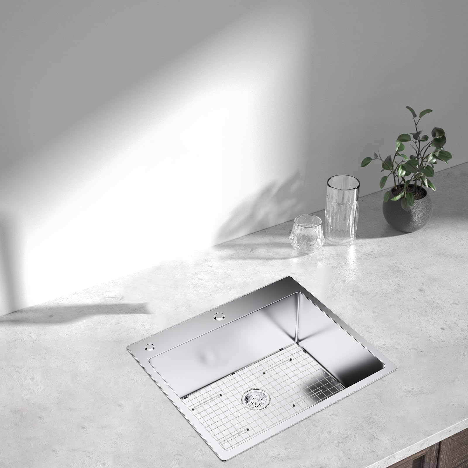 VEVOR Sink Protector Grid, 26"x14" Stainless Steel Sink Grates, Centered Drain Sink Grates with R90 Corner Radius, Large Sink Bottom Grids, Universal Bowl Rack Sink Accessory For Kitchen Sink, Silver