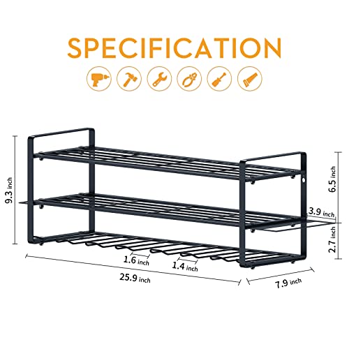 THILEMON Power Tool Organizer, 3 Layers 7 Drill Holder Heavy Metal Power Tool Organizer Wall Mount, Garage Organization, Power Tool Organizer