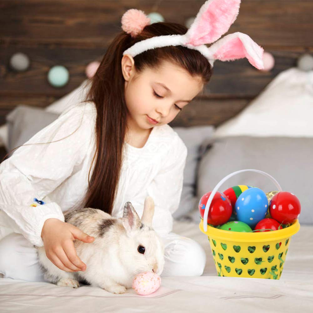 HANSGO Mini Plastic Easter Basket, 6 PCS Hunt Baskets May Day Baskets Picnic Baskets with Easter Grass Kids Easter Holiday Gifts