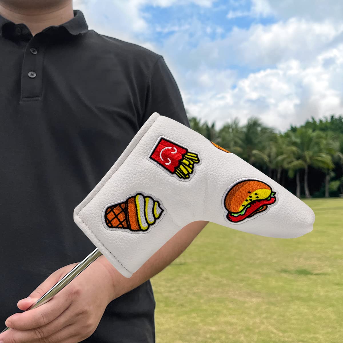 Golf Putter Cover Blade, Hamburger Putter Covers Golf Club Head Covers Putter Headcover for Blade Leather Golf Putter Head Covers with Magnetic for All Brands