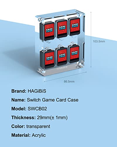 Hagibis Game Card Case for Nintendo Switch, 12 Cartridge Slots Holder Protective Shockproof Display Cabinet, Transparent Acrylic Game Storage Box for Switch NS NX (12 Slots)
