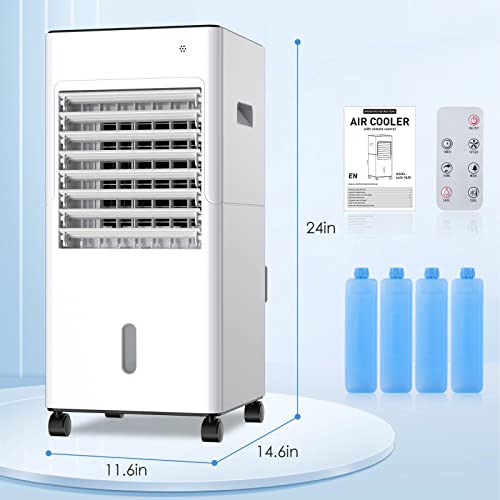 Portable 3-IN-1 Air Conditioners for Room, Portable AC Unit with 1.6 Gallon Water Tank, 4 Modes & 3 Speeds, Personal Air Cooler with Remote Control Fast Cooling for Room Home Office