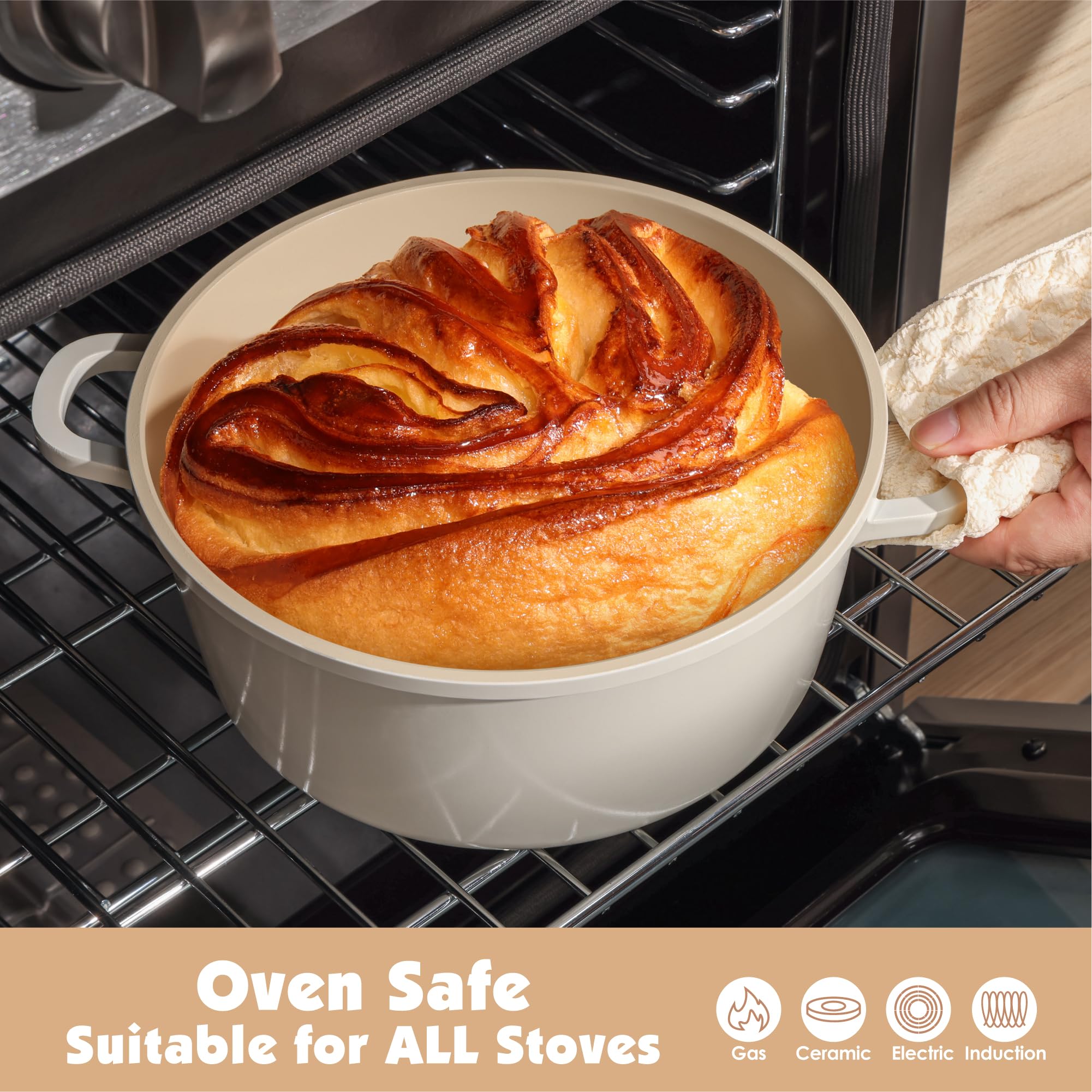 SENSARTE PASCA Ceramic Nonstick Pots and Pans Set 14pcs, Healthy Cookware Set, Non-toxic Induction Kitchen Cooking Set, Dishwasher & Oven Safe, PFAS/PTFE/PFOA Free