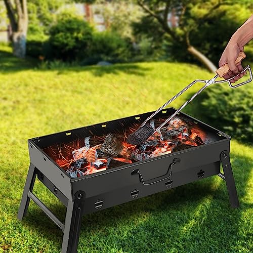 Portable BBQ Grill Folding Charcoal Grill, 17 * 10ββ Barbecue Area Stainless Grill, Lightweight Instant Smoker Grill, Small Grill, Table Top Grill for Outdoor Barbecues Camping Picnics Beach Party