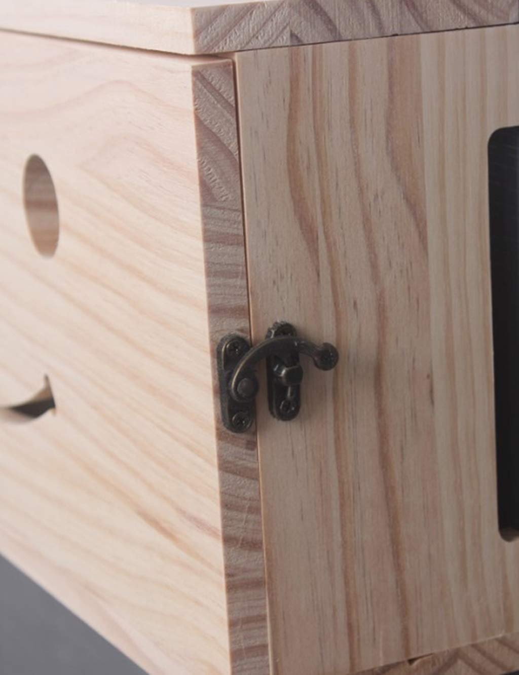 Solid Wood Network Set-top Box Wall Mounted Router Storage Box TV Lower Row Socket Occlusion Box Wireless WiFi Router Shelf (Size : Length 80cm)
