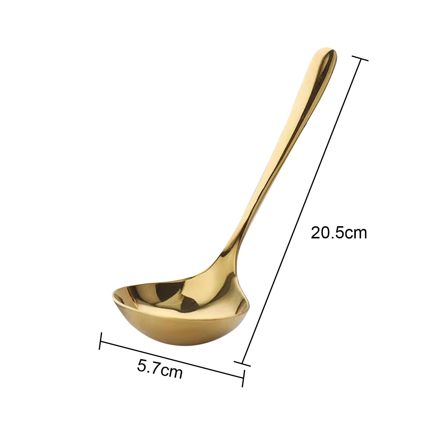 Soup Ladle, Stainless Steel Serving Spoon with Long Handle Golden Cooking Spoon for Stirring, Portioning and Serving Soups, Sauces, Batter
