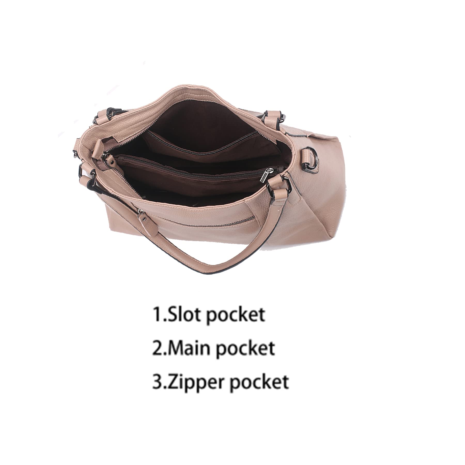 HESHE Women's Genuine Leather Tote Bag Top Handle Hobo Shoulder Satchel Crossbody Purse (Brown)