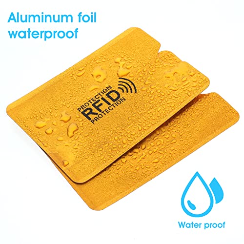 TIESOME RFID Card Holder, 10 pcs RFID Blocking Sleeves Waterproof Credit Card Sleeves Set RFID Identity Card Protector Secure Sleeve Portable Durable RFID Card Sleeves for Women Men Wallet(gold)