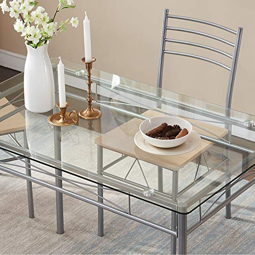 VECELO Kitchen Dining Table Sets for 4, 5 Piece Small Dinette with Chairs, Burnished Silver