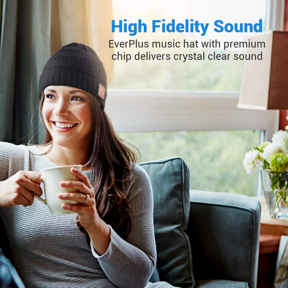 Gifts for Men Women Bluetooth Beanie - Christmas Stocking Stuffers Bluetooth Hat with Wireless Headphones Gift Ideas Black