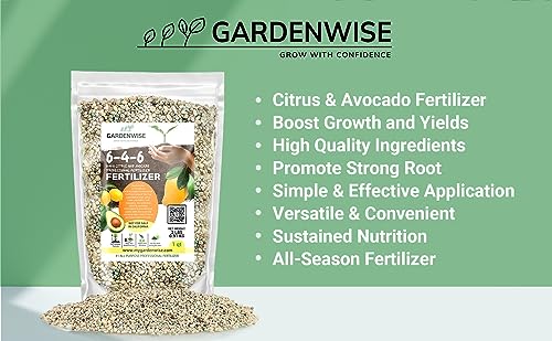 Gardenwise 6-4-6 Avocado and Citrus Tree Professional Fertilizer Plant Food for Outdoor/Indoor Gardening; Quick-Release Nitrogen Fertilizer; Orange, Lime, Avocado and Lemon Tree Fertilizer (2 QUARTS)