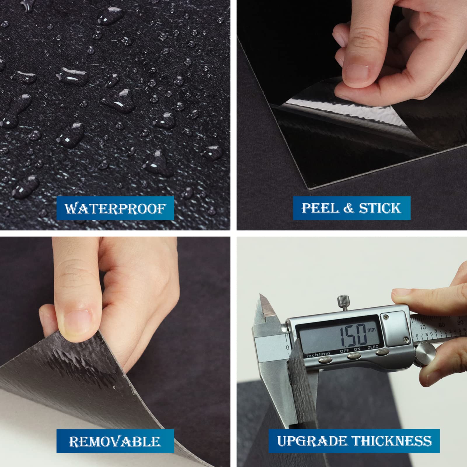 FunStick Peel and Stick Floor Tile Slate Grey Vinyl Flooring for Bathroom Floor Tiles Peel and Stick Waterproof Stick on Floor Tiles Sticky Laminate Flooring Sheets for Kitchen Bedroom 12x12In 5 Pcs