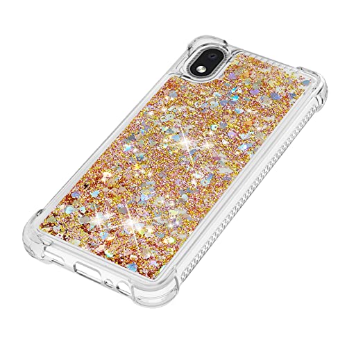 Phone Case Cover Glitter Case Compatible with Samsung Galaxy A01 Core Case Compatible with Women Girls Girly Sparkle Liquid Luxury Floating Quicksand Transparent Soft TPU Phone Case Bags Sleeves (Col
