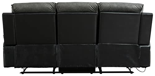 Signature Design by Ashley Woodsway Modern Faux Leather Tufted Reclining Sofa, Gray & Black