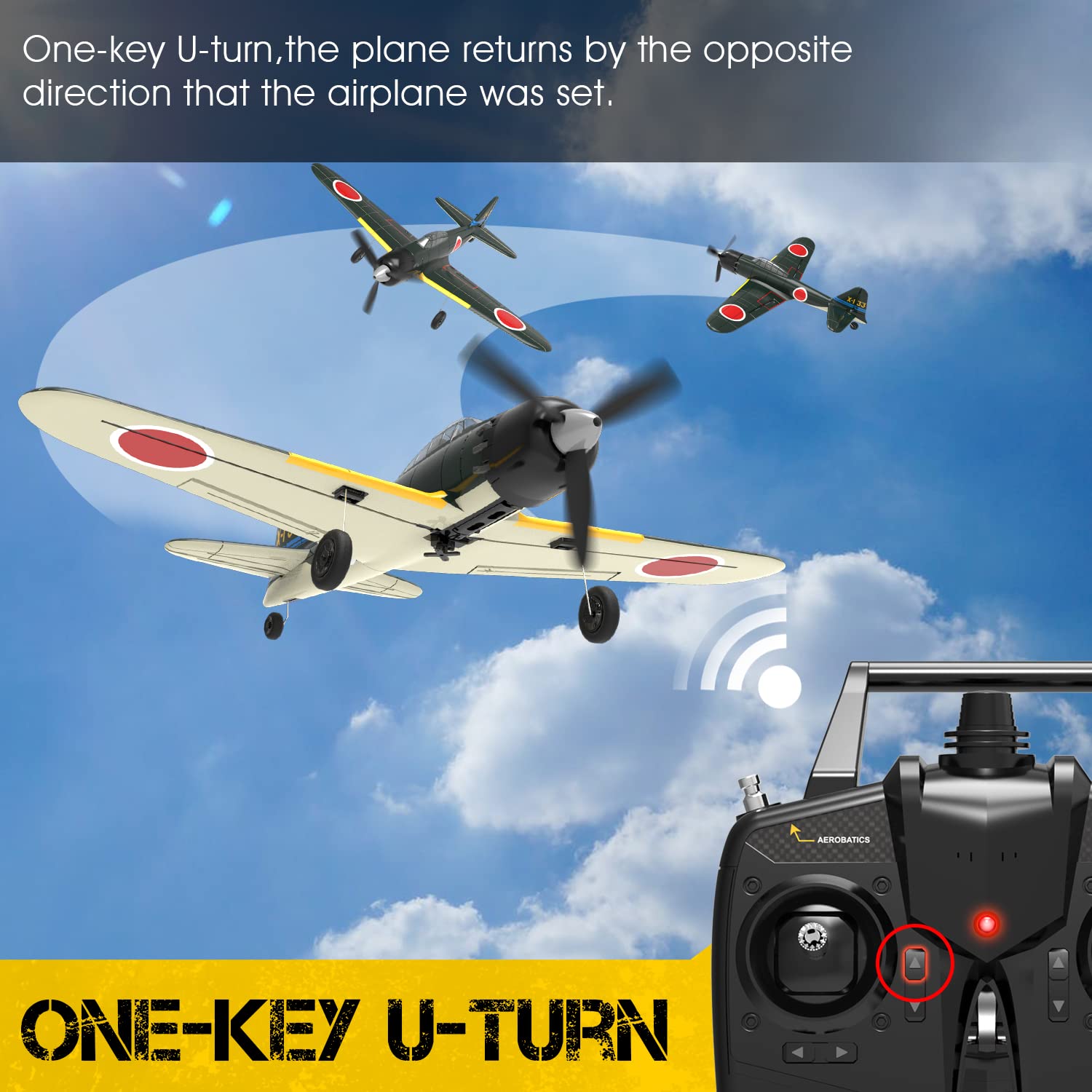 Fremego RC Plane VOLANTEX A6M Zero Fighter 2.4G 4CH Romote Control Airplane with 6-Axis Gyro Stabilizer Aerobatic 2 Batteries