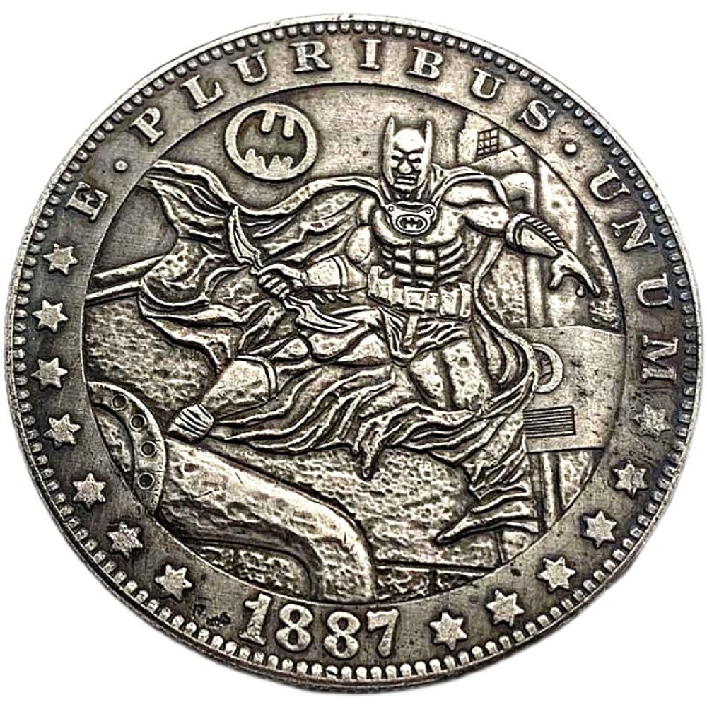 MKIOPNM Coin Collection Commemorative Coin 1887 Radio Batman Superman Brass Old Silver Memorial Put Magic Copper Coins Memorial Coin