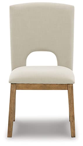 Signature Design by Ashley Dakmore Dining Upholstered Side Chair, 2 Count, Light Brown & Beige