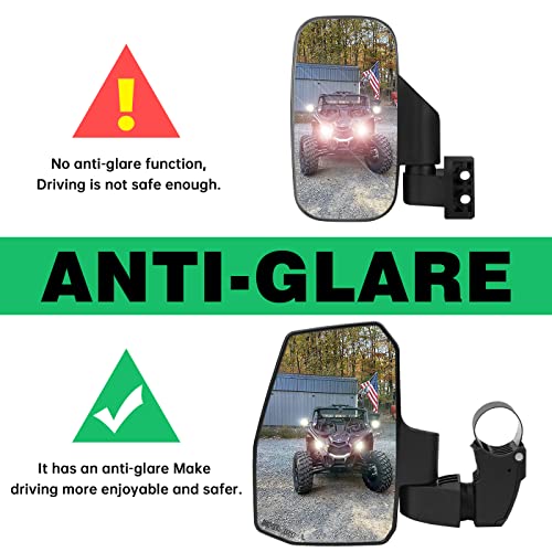 SHEJISI UTV Side Mirrors, You No Longer Need to Adjust by Hand,Innovative Automatic Reset Function, for 1.5"-2.0" Roll Cage, Compatible with Polaris RZR, Can Am Maverick, Honda Pioneer, Kawasaki Mule
