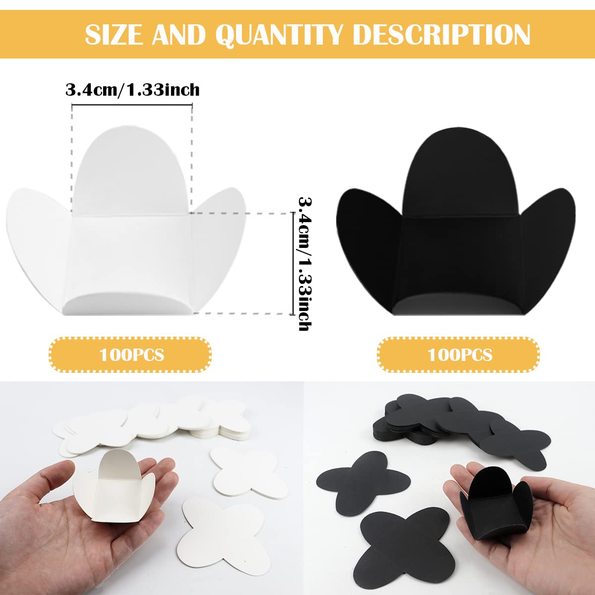 LNQ LUNIQI 200Pcs Truffle Liners Truffle Cups Truffle Wrappers Paper Candy Cups Baking Cups Dessert Cups Cupcake Cups for Bridal Shower Baby Shower Birthday Party Wedding(White&Black)