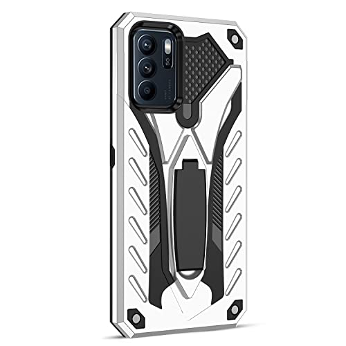Phone Back Cover Compatible with OPPO Reno 6 Pro(5G),Military Grade Strong Two Layer PU+TPU Hybrid Full Body Case,Bracket Protective Dustproof Shockproof Cover Case Cover sleeves ( Color : Atmospheric