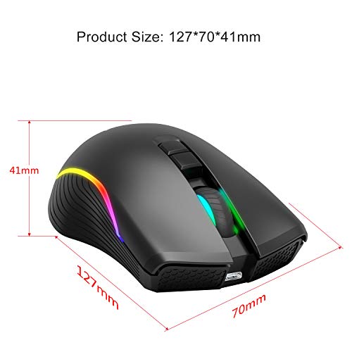 Gaming Mouse Wireless, Type C Fast Charge Port, Laptop Optical Wireless Ergonomic Mouse with USB Receiver, 7 Buttons, 2400 DPI, Compatible with Windows, Mac OS