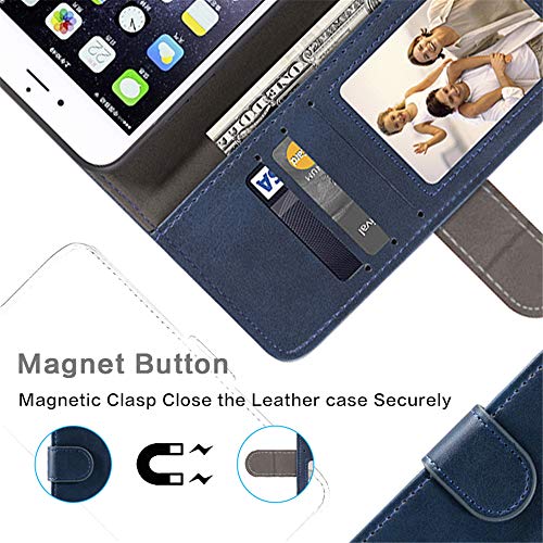 Shantime for Oppo A17 Case, Leather Wallet Case with Cash & Card Slots Soft TPU Back Cover Magnet Flip Case for Oppo A17K (6.56β) Blue