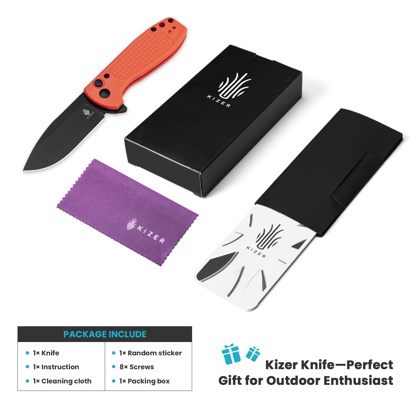 Kizer Amicus Pocket Knife, 2.95β Satin Nitro V Steel Blade EDC Knife, FRN Handle Camping Folding Knife with Reversible Deep Carry Clip, Cool Knife for Men Women Gift L3002M2