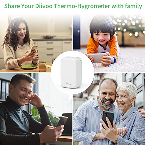 WiFi Thermometer, Diivoo Humidity Sensor Compatible with Alexa, Smart Thermometer Hygrometer with App Notification Alert, Remote Temperature Monitor for Home, Greenhouse, Car, Indoor, Pets