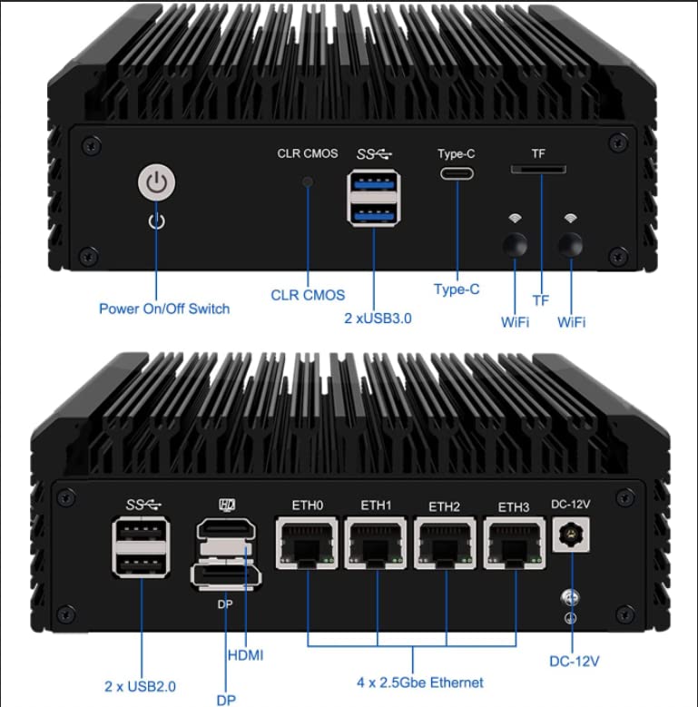MOGINSOK 2.5GbE Linux Firewall Micro Appliance Celeron N5105 4xIntel I226 Nic Firewall Router PC 8GB DDR4 128GB M.2 NVMe SSD AES-NI