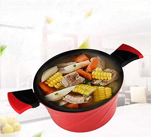 Stock Pot Korean Medical Stone Non Stick Soup Pot Double Ear Non Stick Pot Household Steamer Stew Pot Multipurpose Stock Pot -Pink