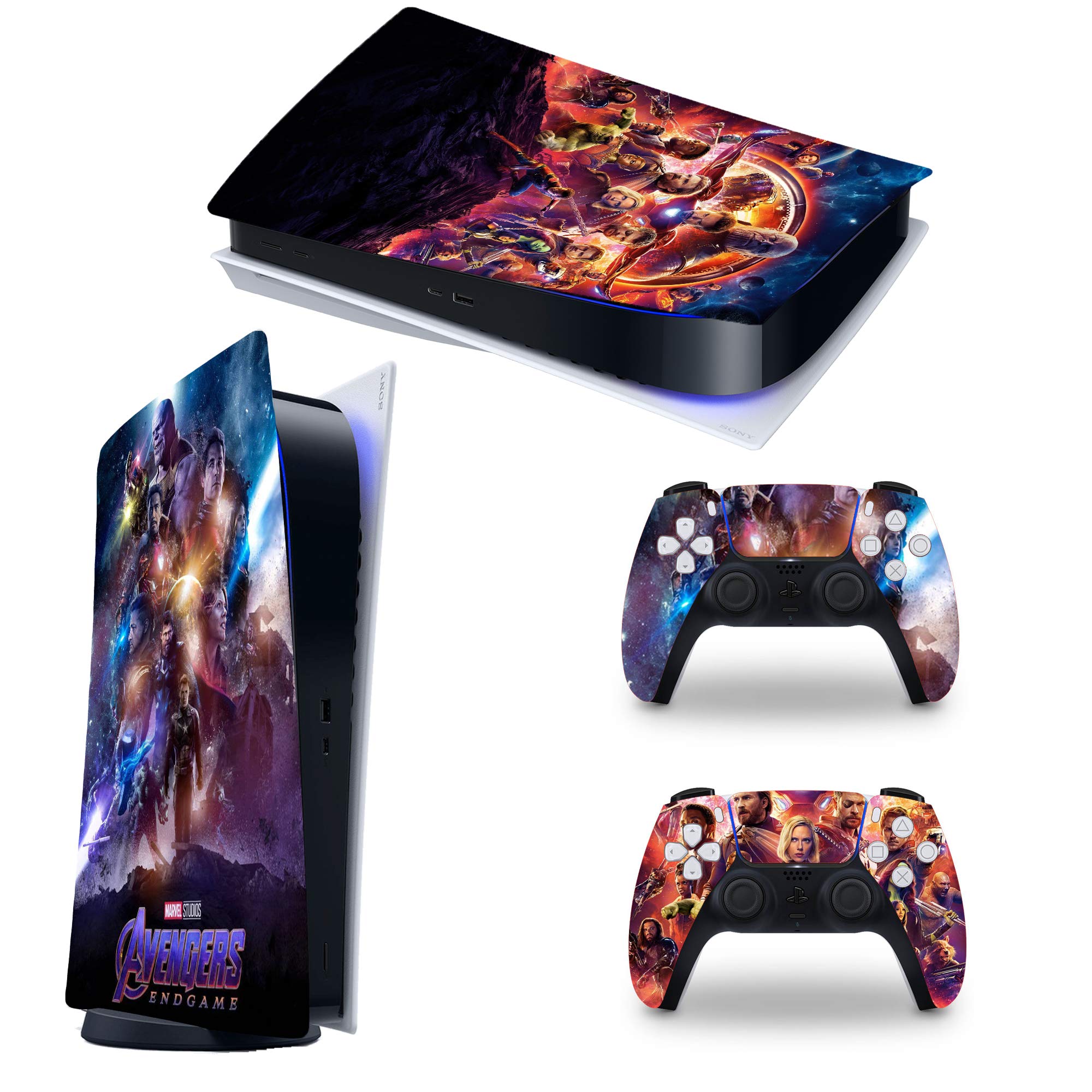 Hero Collection PS5 Digital Edition Whole Body Vinyl Skin Sticker Decal Cover for Playstation 5 Digital Edition System Console and Controllers
