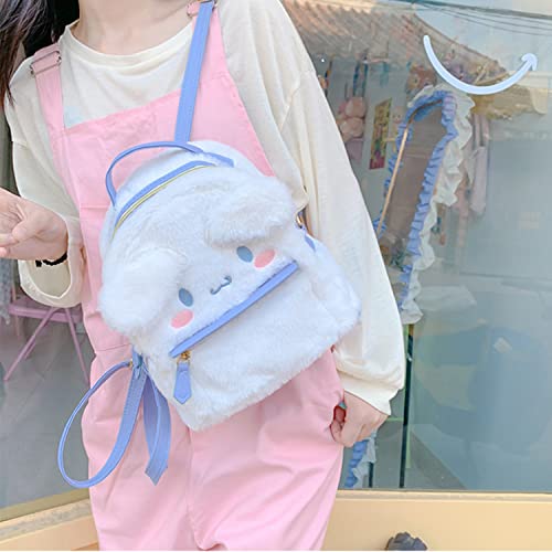 SHOCKTU My Melody Backpack, Cinnamoroll Bag Cute Cartoon School Bag Plush Shoulder Bag Handbag (WHITE)