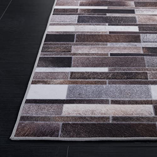 SAFAVIEH Faux Hide Collection Area Rug - 6' x 9', Ivory & Grey, Rustic Modern Glam Design, Non-Shedding & Easy Care, Machine Washable Ideal for High Traffic Areas in Living Room, Bedroom (FAH542A)