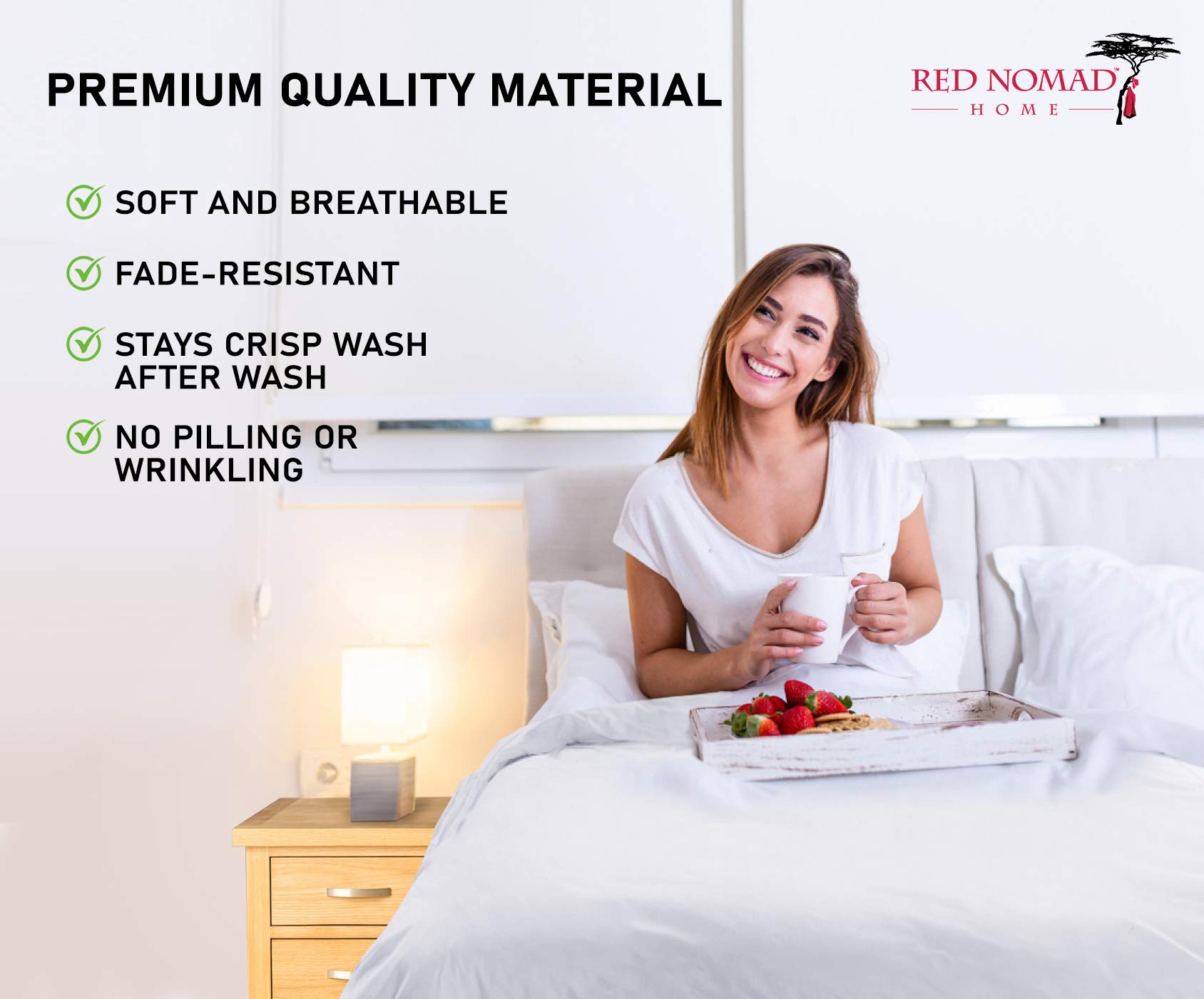 Red Nomad Luxury Duvet Cover & Pillow Shams Set (Full/Queen, Pure White)