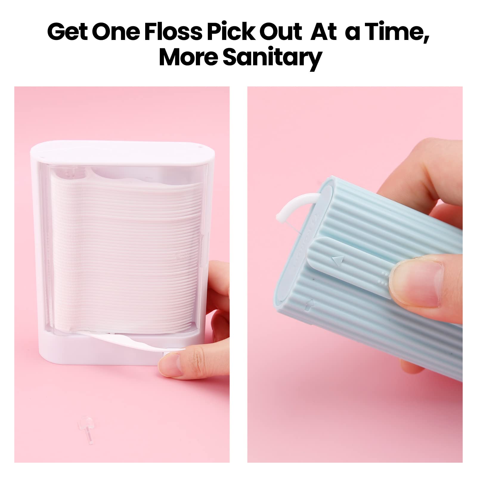 Portable Dental Floss Picks, Dental Floss Picks Dispenser, Automatic Travel Case Floss Dispenser, Dispenser Refillable Floss Box Dental Floss Case with Flossing for Teeth Cleaning