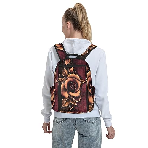 MARXAN Gothic Rose Printed Travel Laptop Backpack For Women Men,Business Waterproof Computer Backpack Bag Hiking Backpacks