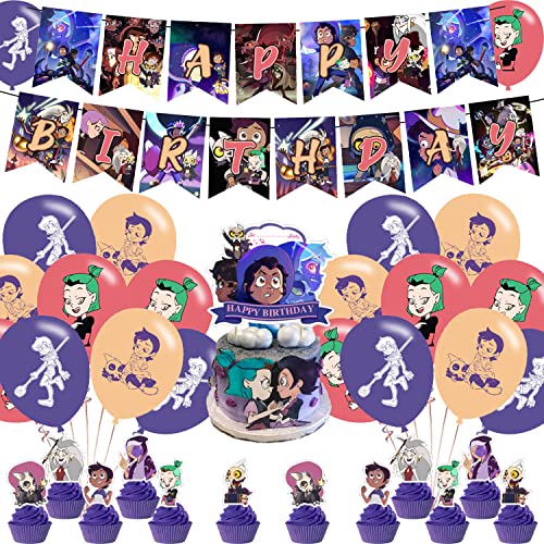 The Owl House Birthday Party Decorations,The owl House Theme Party Supplies for Kids Adults with Happy Birthday Banner Cake Topper Cupcake Toppers Balloons for owl House theme