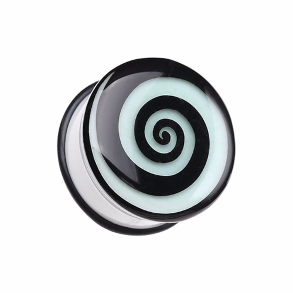 Glow in the Dark Hypnotic Swirl Single Flared WildKlass Ear Gauge Plug (Sold as Pairs)