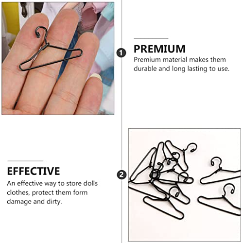 SAFIGLE 25pcs Simple Sturdy Miniature Dress for House Small Coat Clo Hangers Plastic Holders Clothes Black Outfit Holding Rack Clothing Mm Practical Support Hanging Wire Accessories