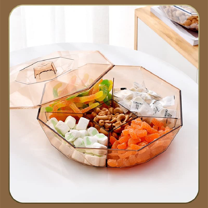 PNNERR Transparent Candy Box Snack Tray Case Nut Storage Box 5 Grids Dried Fruit Plate Wedding Gift Household Food Organizer
