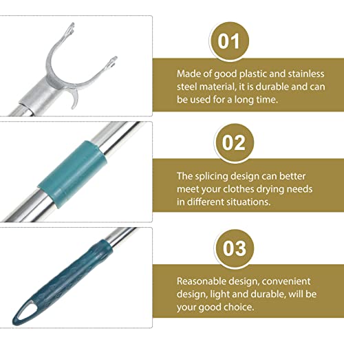 Veemoon 5pcs Shutters Retractable Shelf Home Clothes Hook Extendable Garment Metal Reaching Curtain with Clothesline Stick Ceiling Laundry Extend Cm Steel Rod Area Stick: Stainless Props