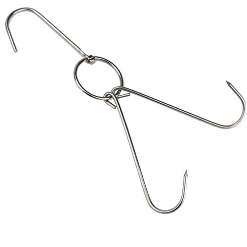 TIHOOD 3 PCS 9.4" Stainless Steel Double Meat Hooks Roast Duck Bacon Shop Hook BBQ Grill Hanger Cooking Tools Accessories (9.4" X3)