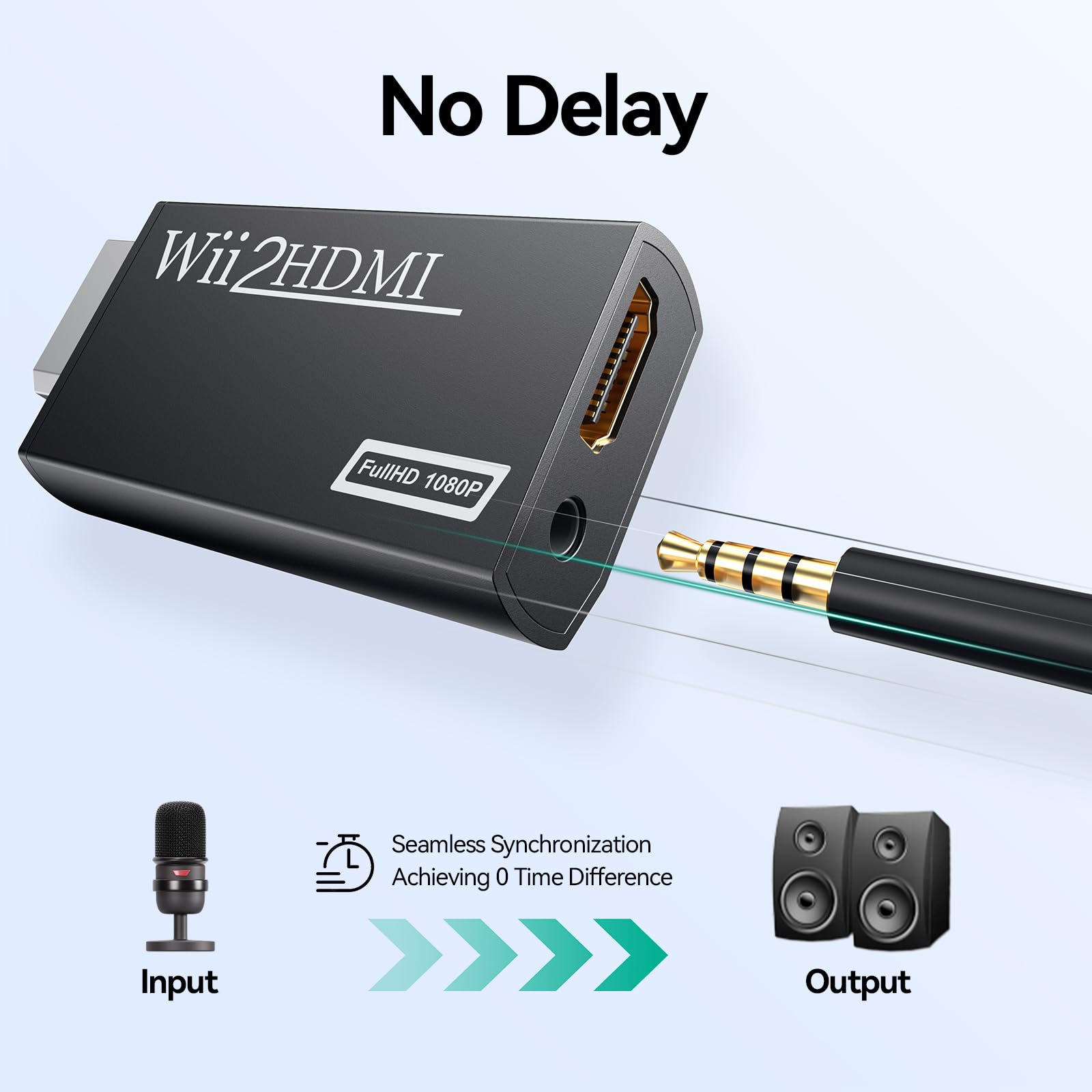 GANA Wii to hdmi Converter, wii to hdmi Adapter, wii to hdmi1080p 720p Connector Output Video & 3.5mm Audio - Supports All Wii Display Modes