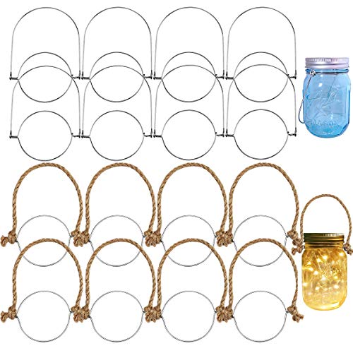 NEXXXI 20 Pack Stainless Steel Wire Handles, Burlap Wire Hangers for Regular Mouth Mason, Ball, Canning Jars, Twine and Metal Handles